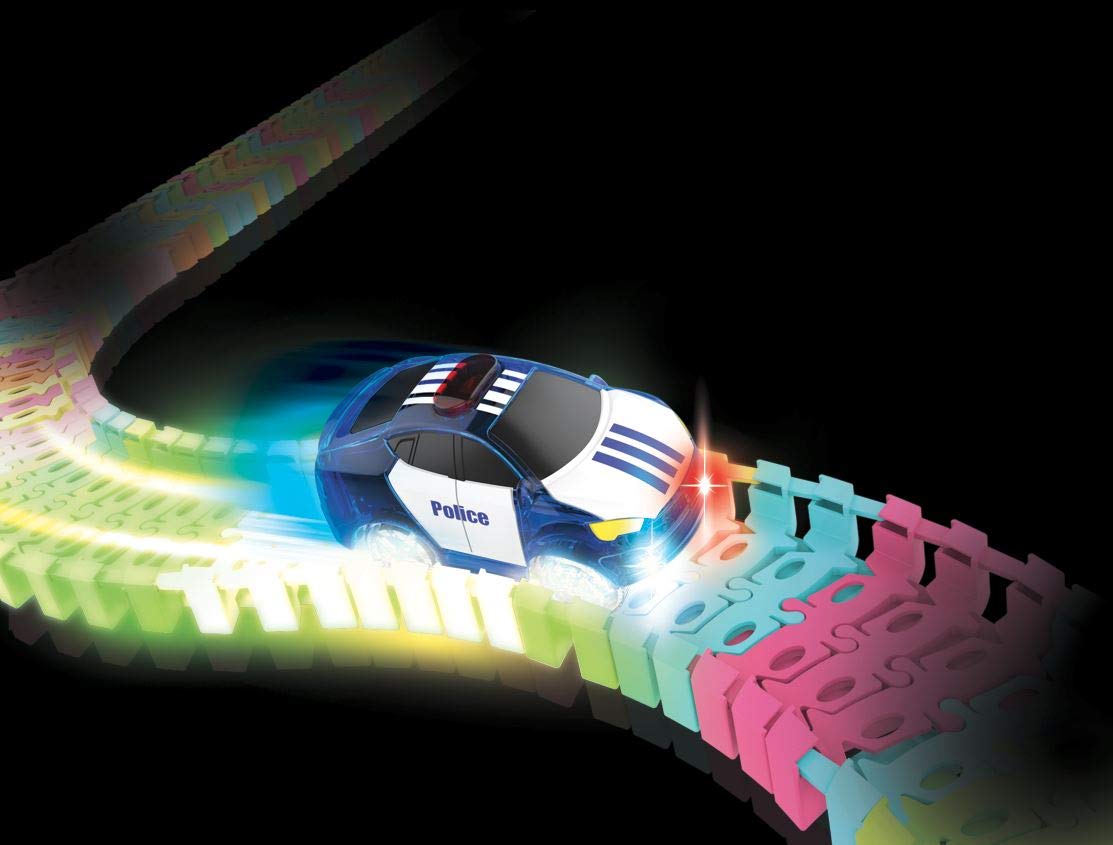 Mindscope Twister Tracks Micro Neon Glow in The Dark 11 feet Flexible Assembly Track Emergency Series Rechargeable car