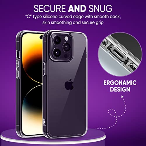EXORO iPhone 14 Pro Max Case Clear Design with Shockproof Hard PC Back Cover and Soft TPU Protective Slim Bumper Phone Case - Non-Yellowing and Anti-Fingerprint Clear Phone Case iPhone 14 Pro Max