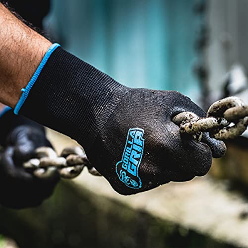 Gorilla Grip Never Slip, Maximum Grip All-Purpose Gloves (Large), Black