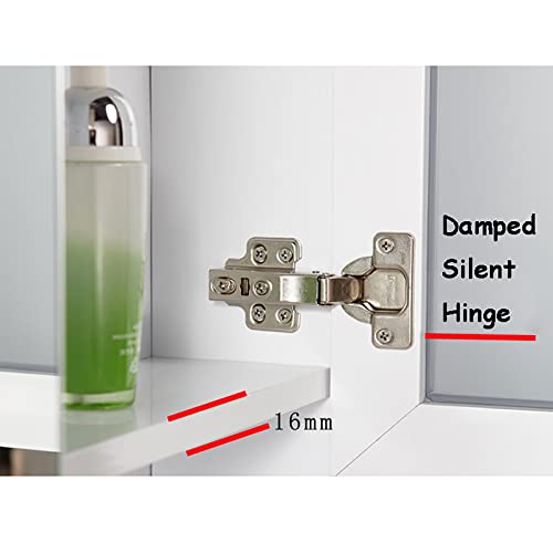 Bathroom Cabinet Wall Mounted with Double Mirror Doors Bathroom Medicine Wall Cabinet Hanging Shelves Metal with Framless Storage Shelves Recess or Surface Mount 60 * 70cm,Black ()