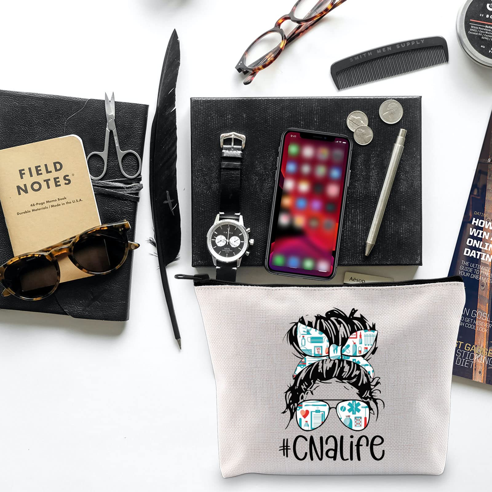 BLUPARK CNA Gift Zipper Bag Certified Nursing Assistant Gifts CNA Graduation Gift CNA Life Makeup Bag Nursing Cosmetic Bag (CNA life)