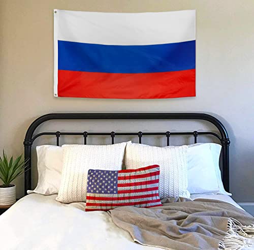 DANF Russia Flag 3x5 Ft Thick Polyester, Fade Resistant, Brass Grommets, Canvas Header, Double Sided Russian National Flags 3x5 Feet