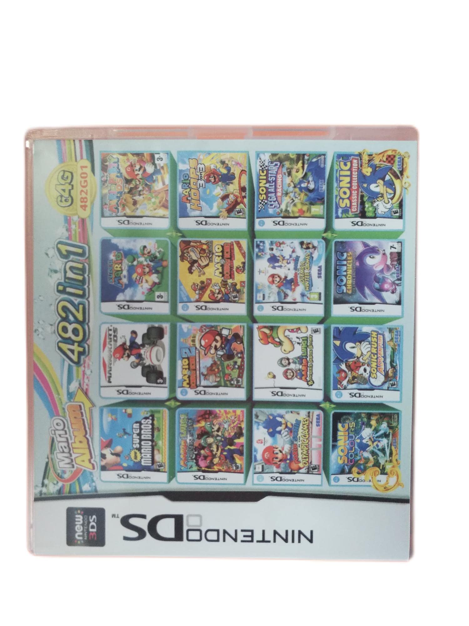 BRIGHTSTRONG 482 in 1 Game Card,Super Game Combo Cartridge,Game Card Contain 482 Classic Nostalgic Games,Suitable for DS/2DS/3DS Game Consoles