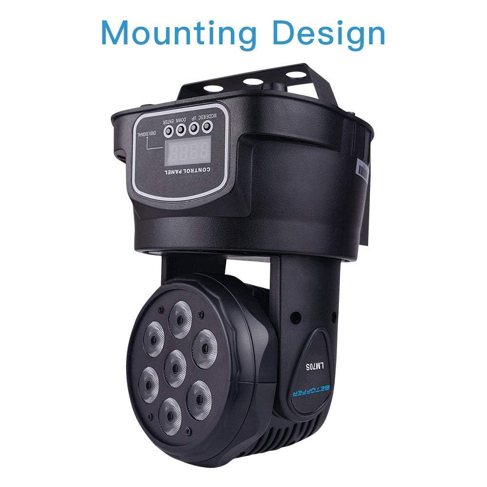 BETOPPER DJ Lights Moving Head, 7x8W RGBW DJ Lights, Sound Activated/DMX Lighting, Moving Head Lights for Stage, Party, Live, DJ, Bar, Disco Lighting (2 Packs)