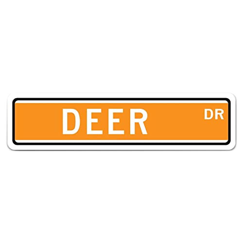 Metal Name Sign Deer Street Sign Street Warning Sign - Heavy Duty Rust-proof Metal Frame, Shipped from USA 4" x 16"