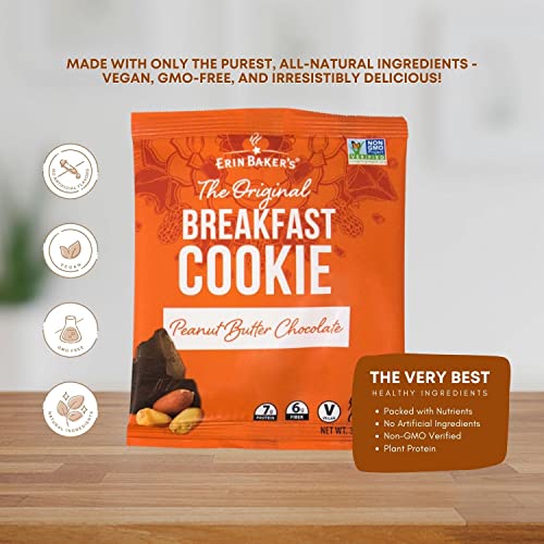 Erin Baker's Breakfast Cookies, Peanut Butter Chocolate, Whole Grain, Non-GMO, 3-ounce (Pack of 12)