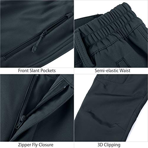CAMEL CROWN Womens Softshell Pants Fleece Lined Waterproof Windproof Ski Snow Insulated Hiking Hunting Trousers (Black, XL)