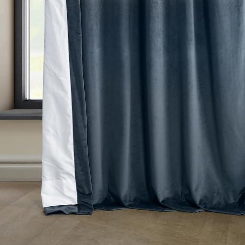 HPD Half Price Drapes Heritage Plush Velvet Curtains 96 Inches Long Room Darkening Curtains for Bedroom & Living Room 50W x 96L, (1 Panel), Avalon Blue