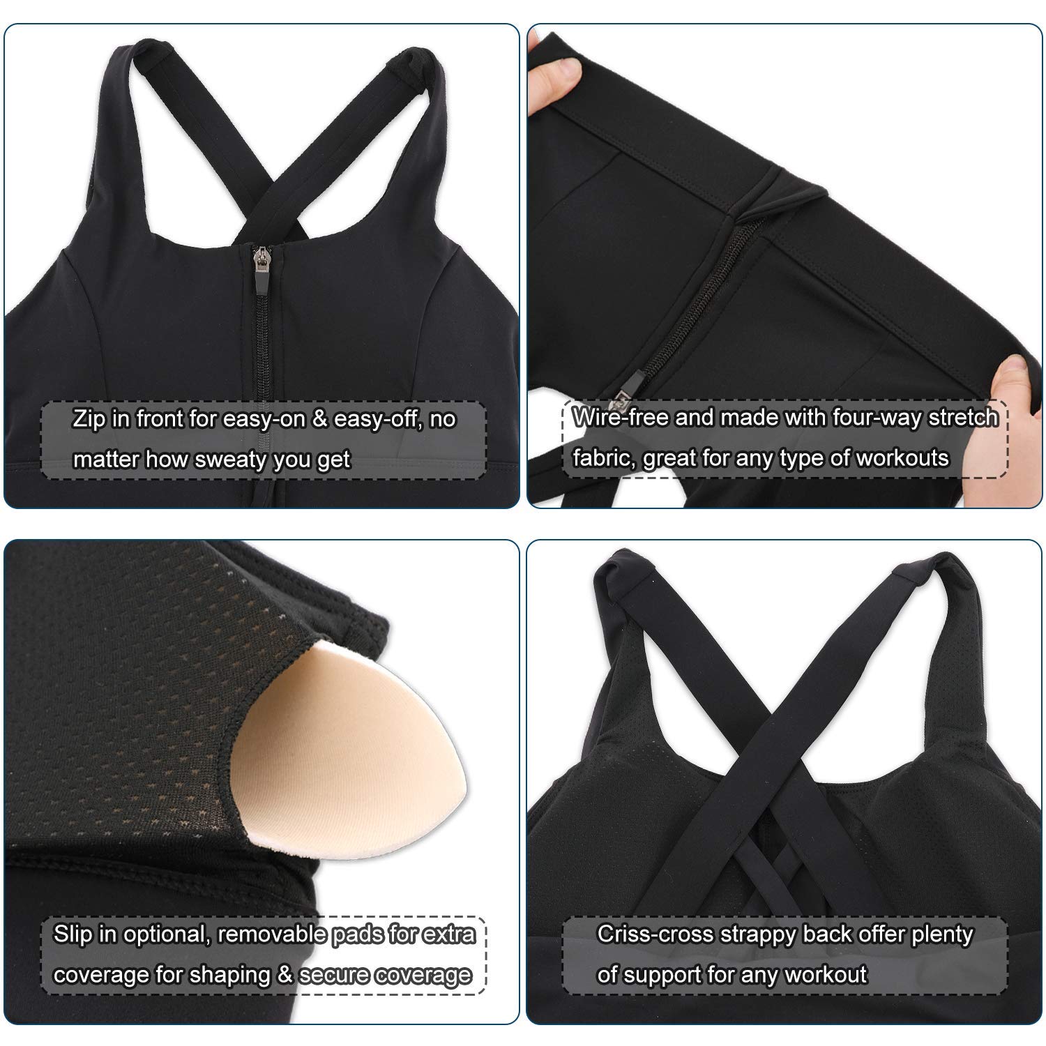 Cordaw Bra for Women Seamless Smooth Yoga Bra Medium Impact Ultra Soft & Comfort for Everyday with Pads 22723-Black M