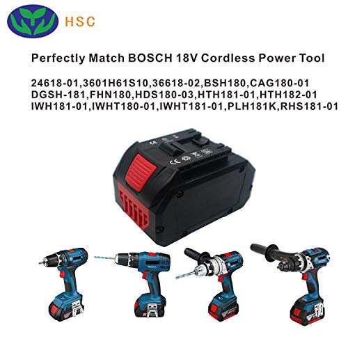 C&P 4.0Ah Portable Battery BOS18B3 Li-ion Battery 18V Replacement for BOSCH 18V Battery BAT609 BAT609G BAT618 BAT618G 3601H61S10,Black&Red,Small