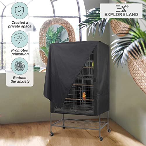 Explore Land Bird Cage Cover - Universal Pet Cage Cover for Night Cage Cover for Cats, Mink, Totoro, Parakeet, Parrot and Small Animals 01(Black, X-Large)