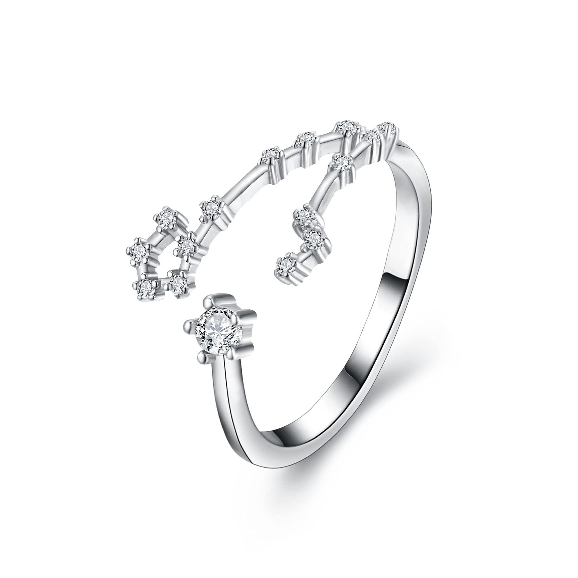 BriLove Women CZ Statement Adjustable Ring for Women -Pisces Horoscope Zodiac 12 Constellation Astrology