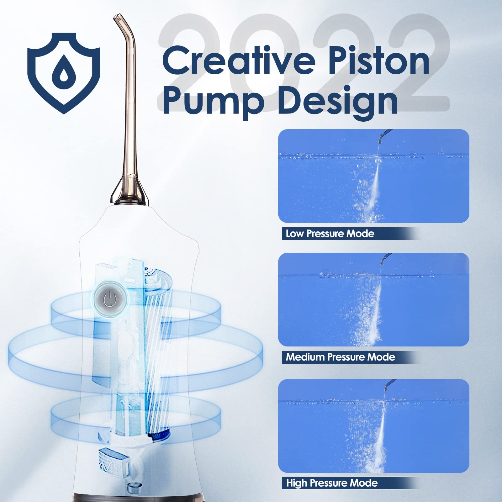 Cordless Water Flosser, 330ML Oral Irrigator with Upgraded Piston Pump - 7 Modes and DIY Mode, IPX7 Waterproof Water Flosser for Plaque, Brace, Travel, Home, Shower - Black