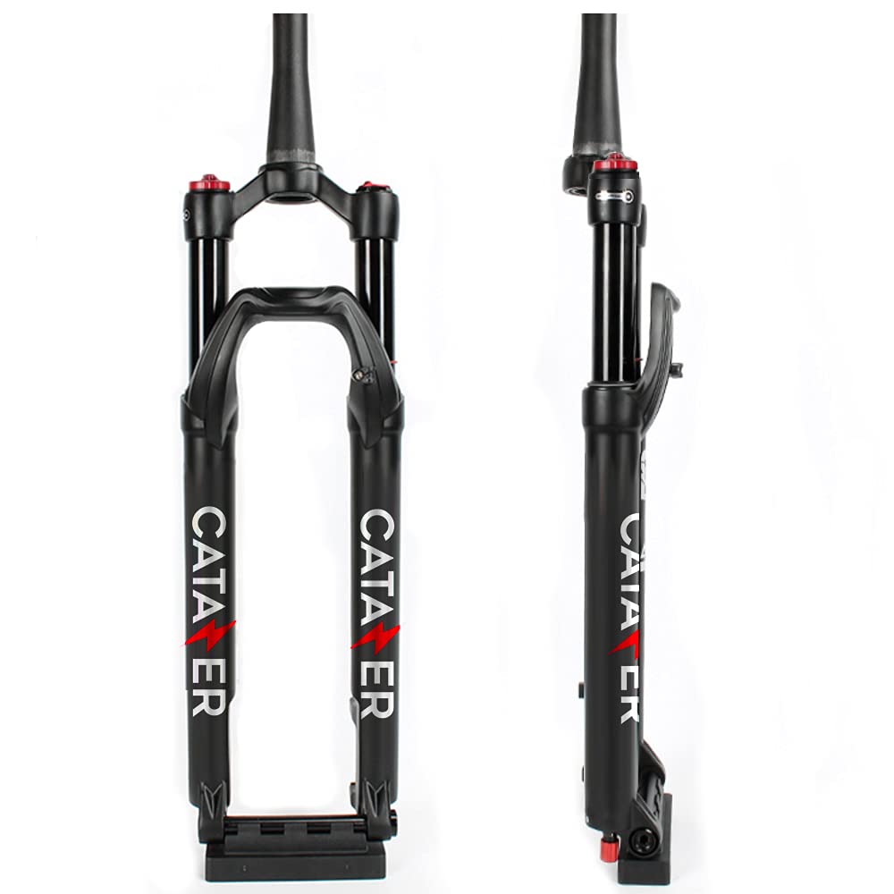 catazer MTB XC/AM 27.5/29inch Mountain Bicycle Air Suspension Fork with Rebound Damping Travel 100mm Boost Thru Axle 110 * 15mm (Straight remote lock, 29er)