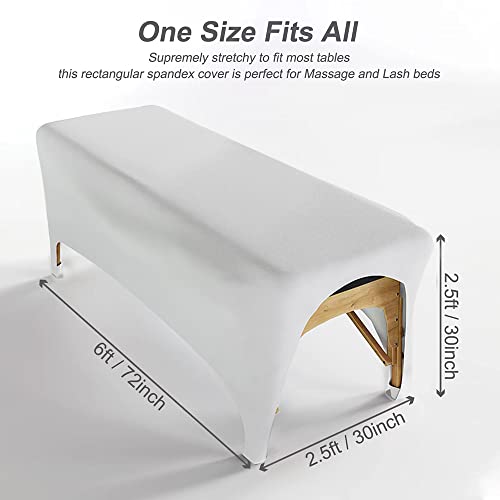 KULLAMEE 2pcs White Lash Bed Cover Fitted for 6FT Lash Table or Massage Bed Lash Extension Bed Spandex Bed Cover (White/Cream 2)
