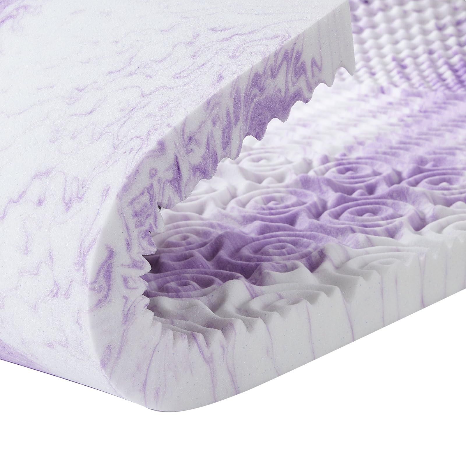 Orcalic 3 Inch Memory Foam Mattress Topper 5-Zone Soft Mattress Pad Pressure Relieve Bed Topper, CertiPUR Certified, Queen Size, Purple