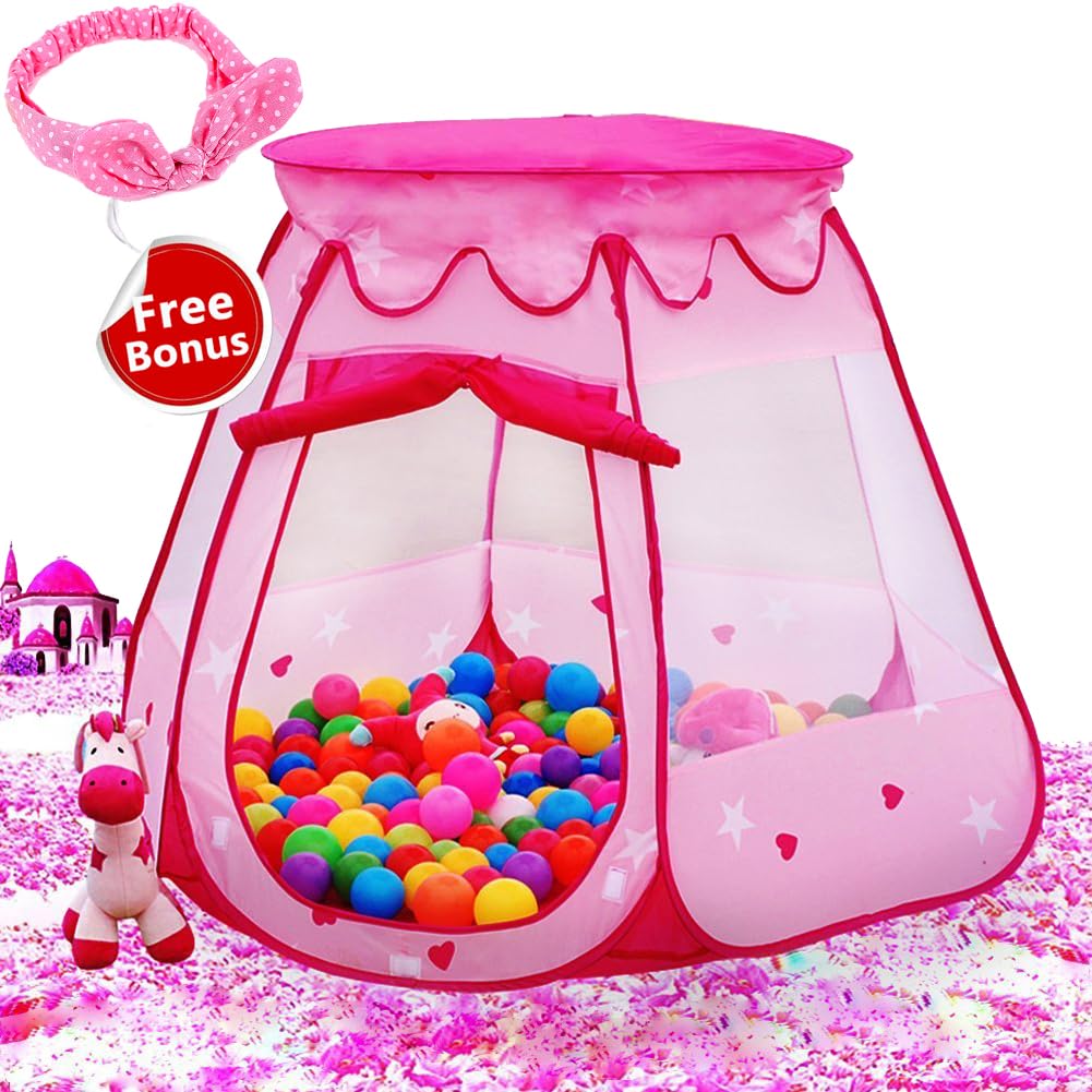Pink Princess Tent Toys for 1 Year Old Girl Gifts Ball Pit for 1st Birthday Girl Gift Toddler Girl Easy Pop Up&Fold Up Indoor & Outdoor Use(Balls Not Included)