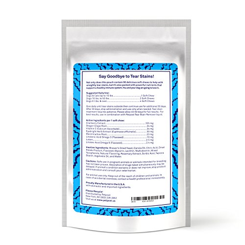 Petpost | Tear Stain Remover Soft Chews - Delicious Eye Stain Supplement for Dogs - Natural Treatment for Tear Stains on Dogs (90 Chews)