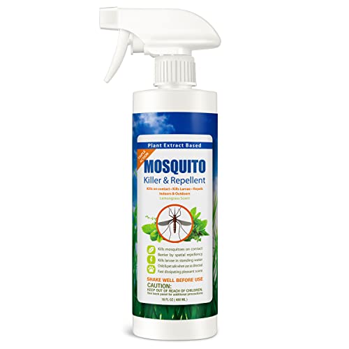 EcoRaider Mosquito Killer EcoVenger Triple-Action Spray (16OZ), Kills All Stages+ Larvae Control+ Lasting Repellency, Indoor & Outdoor, for Small Area, Citrus Scent, Non-Toxic Plant Based Formula