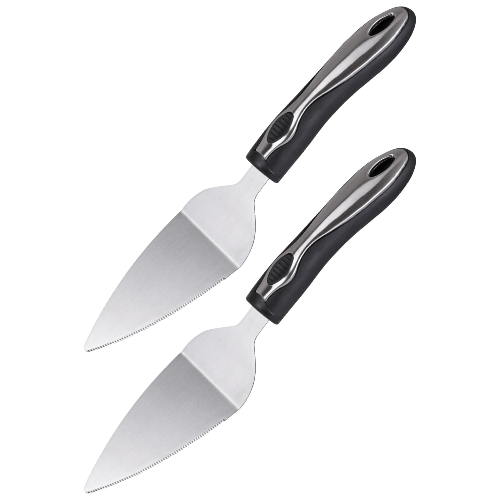 POMINEE 2 Pack Pie Server, Stainless Steel Cake Cutter with Serrated Blade, Professional Pizza Sever, Cake Spatula for Baking, Essential Kitchen Flatware Tool