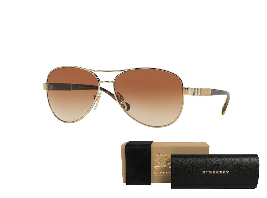 BURBERRY BE3080 114513 59M Light Gold/Brown Gradient Aviator Sunglasses For Women+ BUNDLE with Designer iWear Eyewear Kit