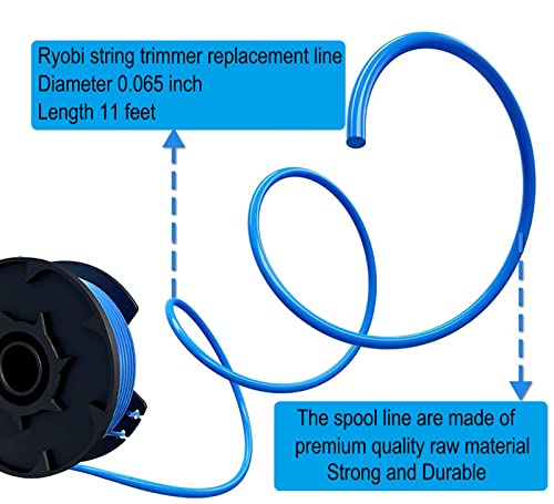 String Trimmer Line for Ryobi Weed Wacker String Replacement Spool, 11ft 0.065" Weed Eater String for Ryobi String Trimmer Refill, for Ryobi Weed Eater String Replacement Spools(16Spools+4Caps)