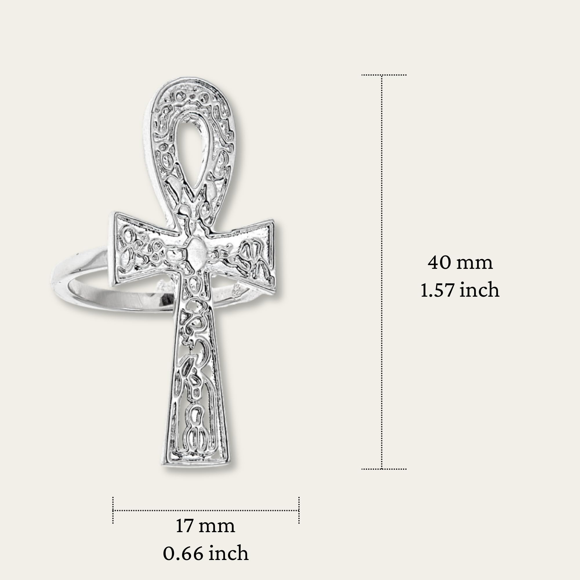 Better Jewelry INC Etched Ankh Ring .925 Solid Sterling Silver Diamond Cut Ring (7.5 grams) (9)