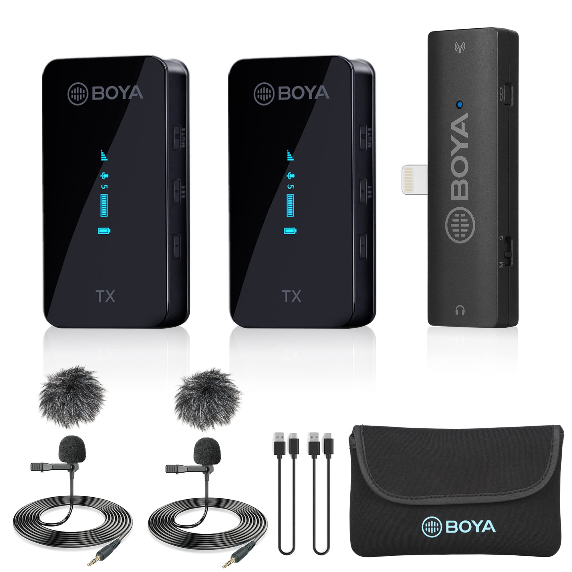BOYA Wireless Lavalier Microphone for iPhone iPad by-XM6 S4 Plug Play Clip-on Microphones,328ft Range,Noise Cancellation Cordless Lapel Mic for Video Recording Interview YouTube Live Streaming