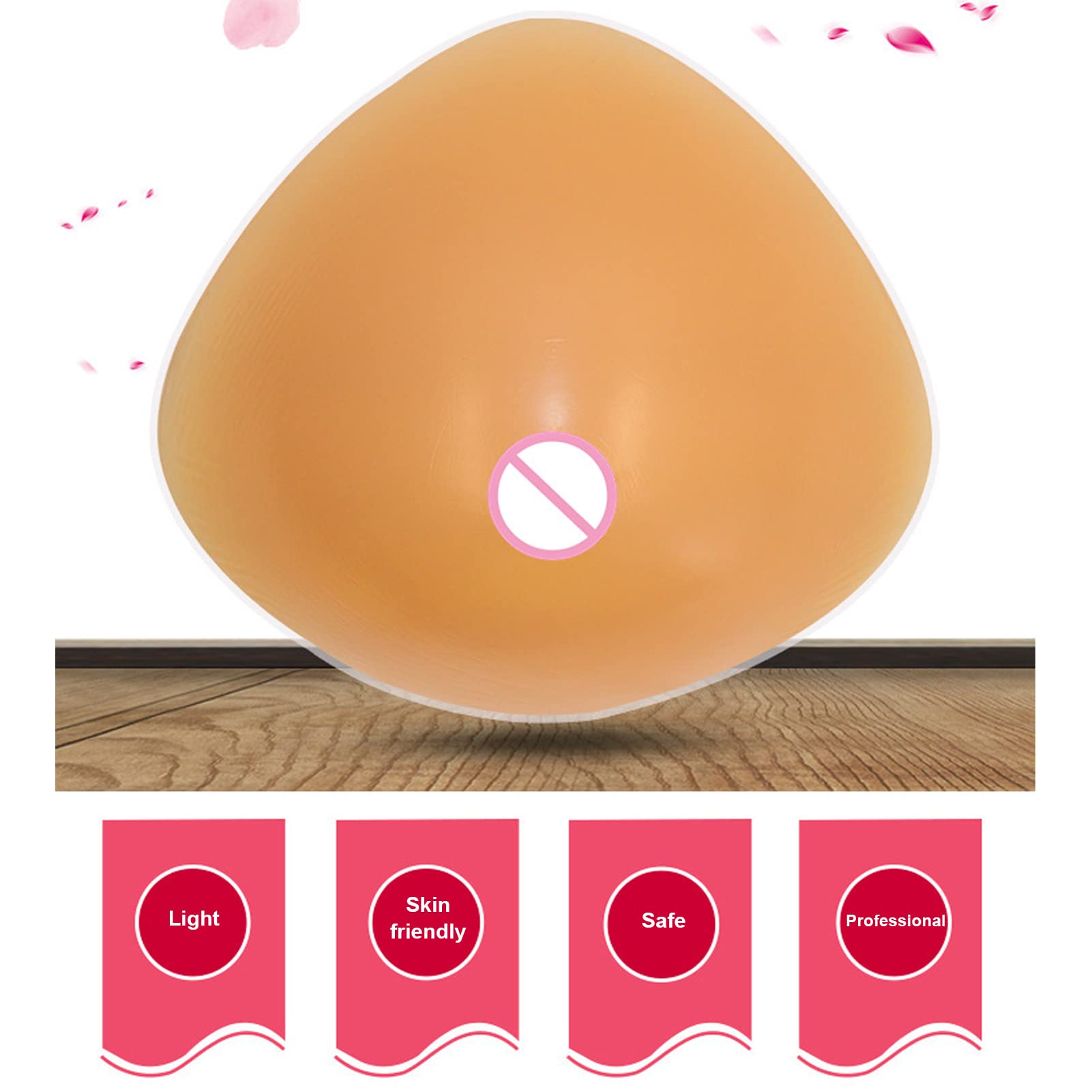 Breast Prosthesis Mastectomy, Soft Silicone Triangular Shaped Concave Bottom Prosthetic Breast for Crossdresser, Prosthesis Mastectomy (Model 2)