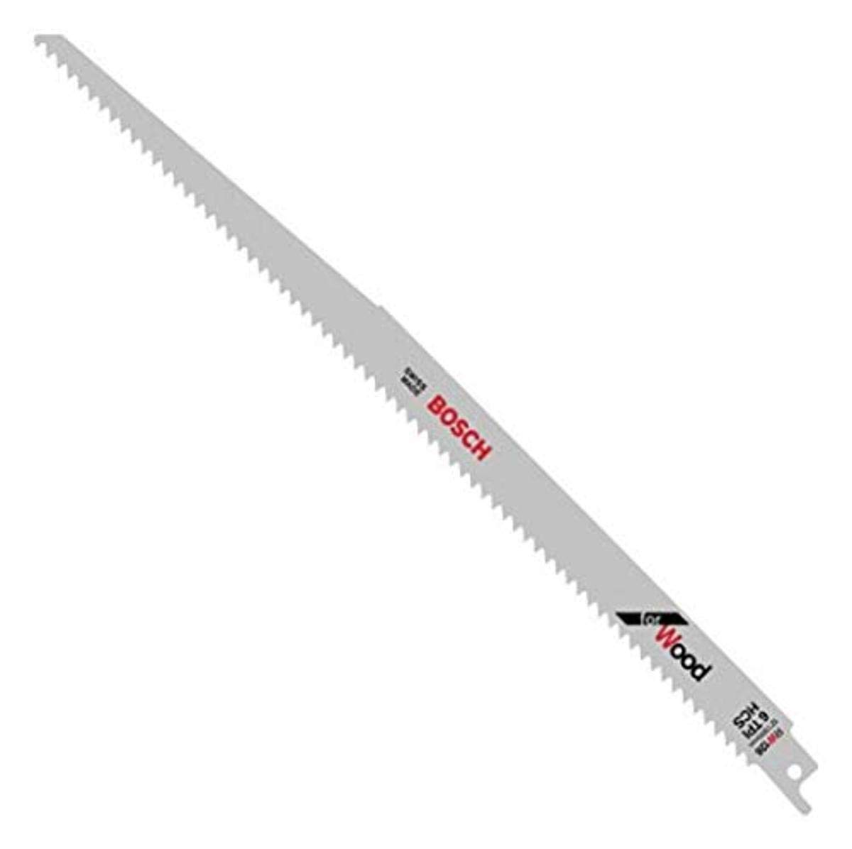 BOSCH RW126 5-Piece 12 In. 6 TPI Wood Reciprocating Saw Blade, Silver