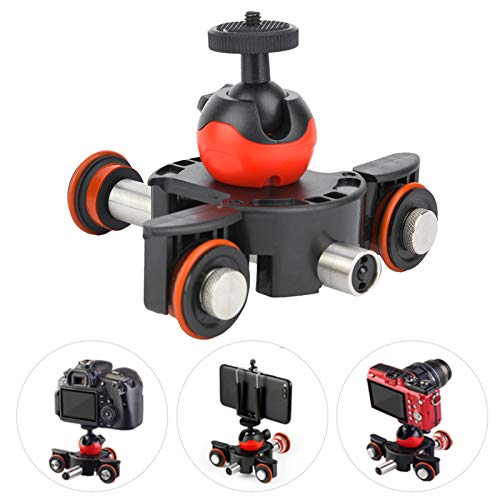 Camera Video Track Dolly, Electric Slider Photography Car L8X with Wireless Remote Control a Small Camera Mount Adjustable 2 Wheels for Action Cameras for Phone