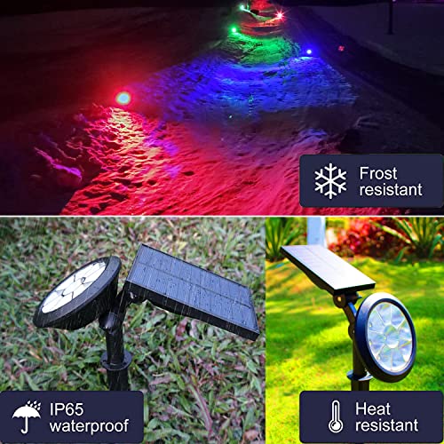 BOHON Solar Lights Outdoor 9 LEDs Multi Color Spot Light with Auto On/Off, Waterproof Spotlight Solar Garden Lights for Landscape Lighting Yard Patio(Changing & Fixed Color 2Pack)