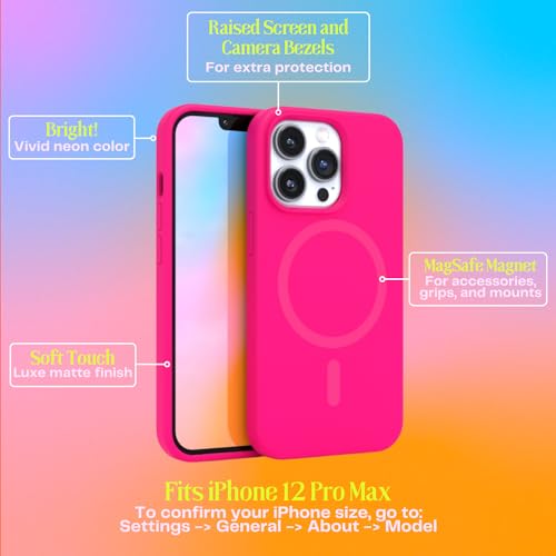 FELONY CASE - iPhone 12 Pro Max Case, Stylish Neon Pink iPhone Case - 360° Shockproof Protective Case Designed for iPhone 12 Pro Max - Compatible with MagSafe