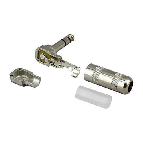 HUASEN 1/4" Audio Plugs 6.35 mm Plug TRS Male 1/4 inch Solder Type Stereo Plug Right Angle Design Connector for DJ Mixer Speaker Cables Guitar Cables Phono Patch Cable Microphone Cables
