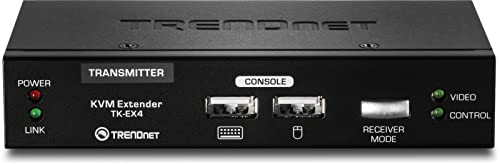 TRENDnet KVM Extension Kit, Extend Keyboard/Video/Mouse Controls, up to 100 Meters (328 ft.), Hot-Keys, Transmitter, Receiver, PS/2, VGA, TK-EX4