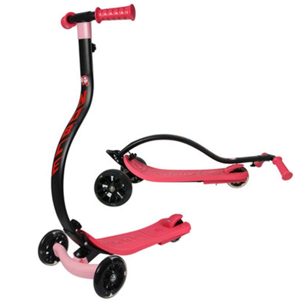 ygqtbc Swing Scooter Foldable Wiggle Kick Scooters Self Propelling Speeder Outdoor Sports with Height Adjustable Handlebar for Boys/Girl/Kids LED Light-Up Wheels (Color : Pink)