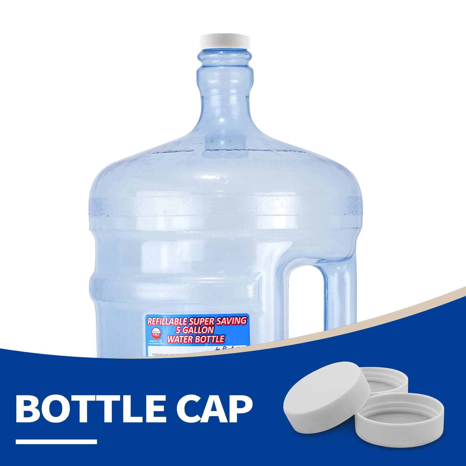 Bonsicoky 6Pcs 53mm Water Bottle Caps, Water Jug Caps Screw Top for 3 or 5 Gallon Jugs