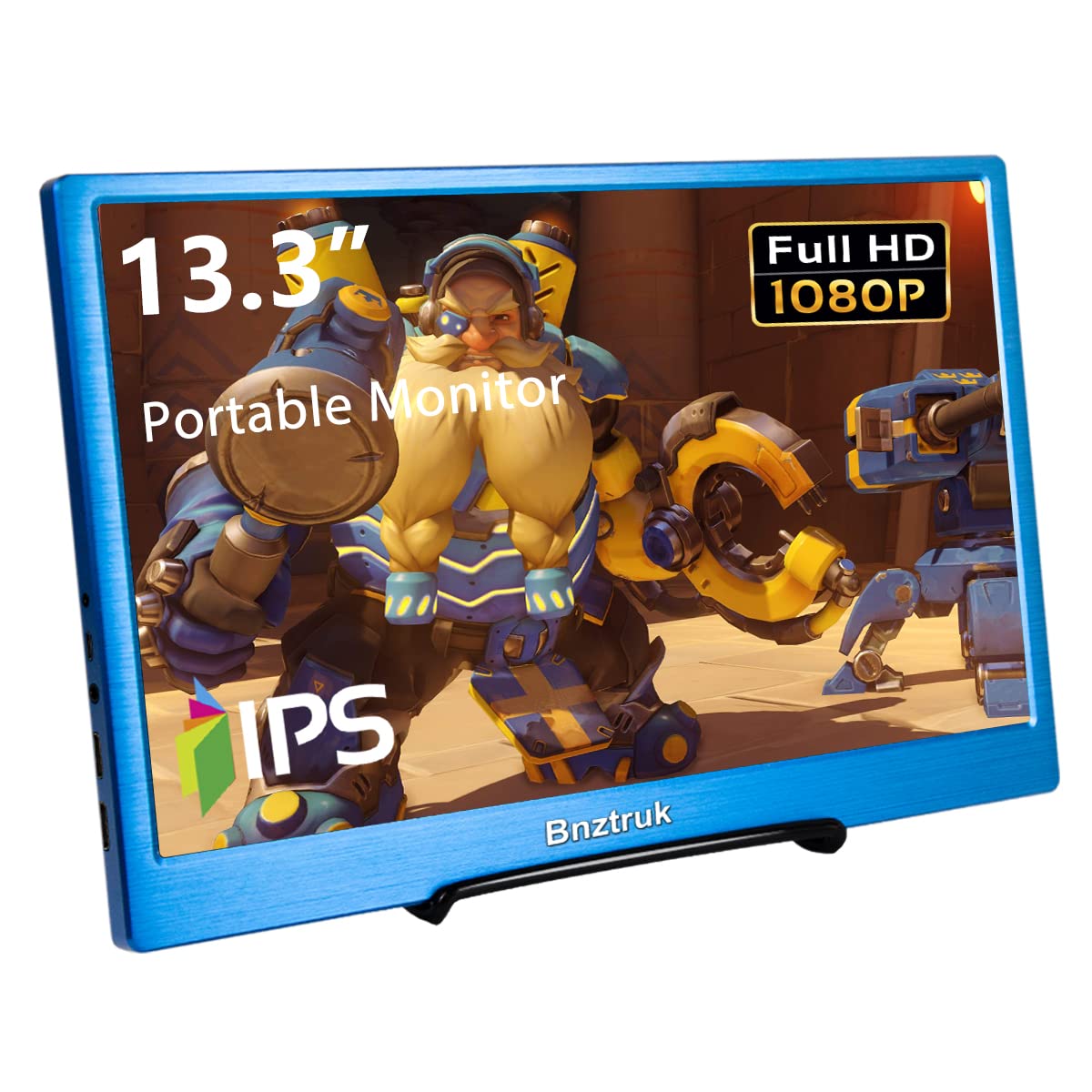 Bnztruk Portable Monitor 13.3 inch Full HD 1080P IPS Screen Computer Display with HDMI interface Gaming Monitor for PS3 PS4 Xbox Nintendo Laptop Raspberry pi,60Hz,PC 16:9,Built in Speaker,Blue
