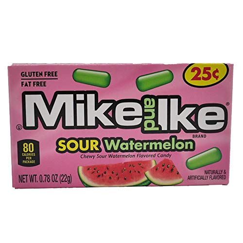 Mike and Ike Sour Watermelon Chewy Candies - Case of 24 0.78-oz. Box