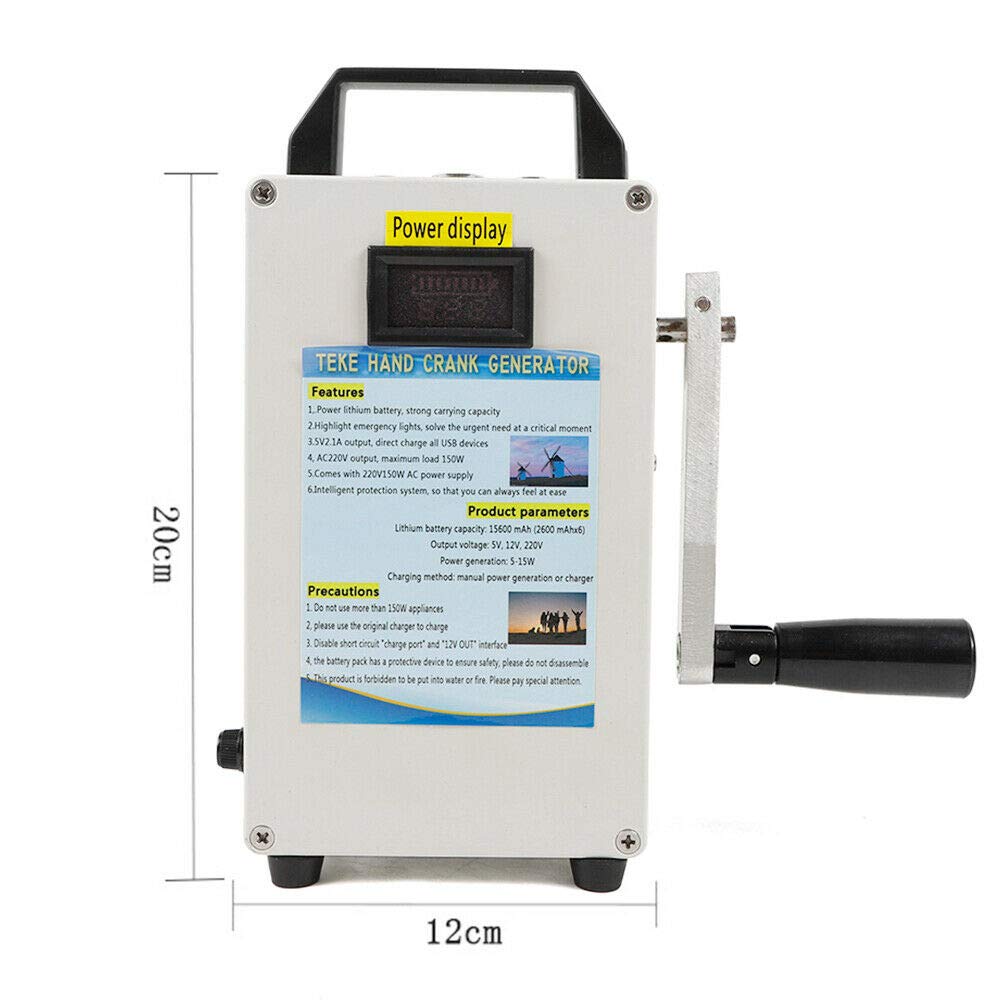 DENESTUS Portable Hand Manual Crank Emergency Power Generator USB Charger SOS Camping Household Power Supply Emergency Charger 110V