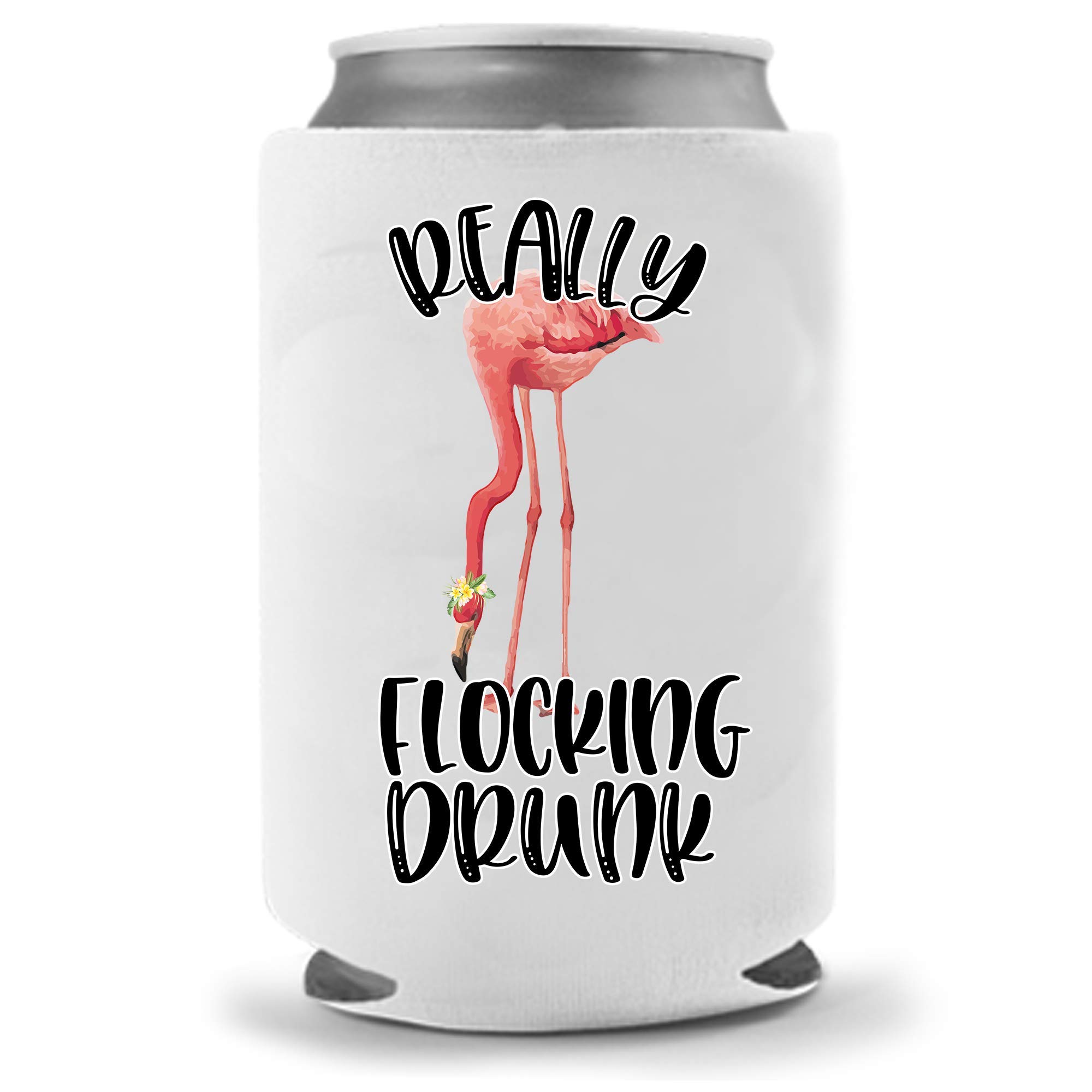 Cool Coast Products | Flamingo Flocking Drunk Can Coolie | Novelty Gifts Funny Beer Can Coolies | Neoprene Insulated Soft Can Cooler | Beverage Cans Bottles | Cold Beer Tailgating C150