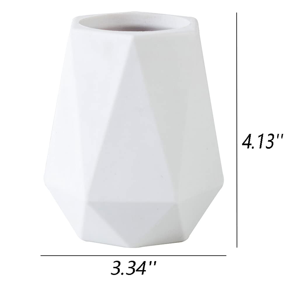 YOSCO Silicone Desk Pen Holder Stand Diamond Facet Pencil Cup Pot Desk Organizer Makeup Brush Holder (2 Pack-White)