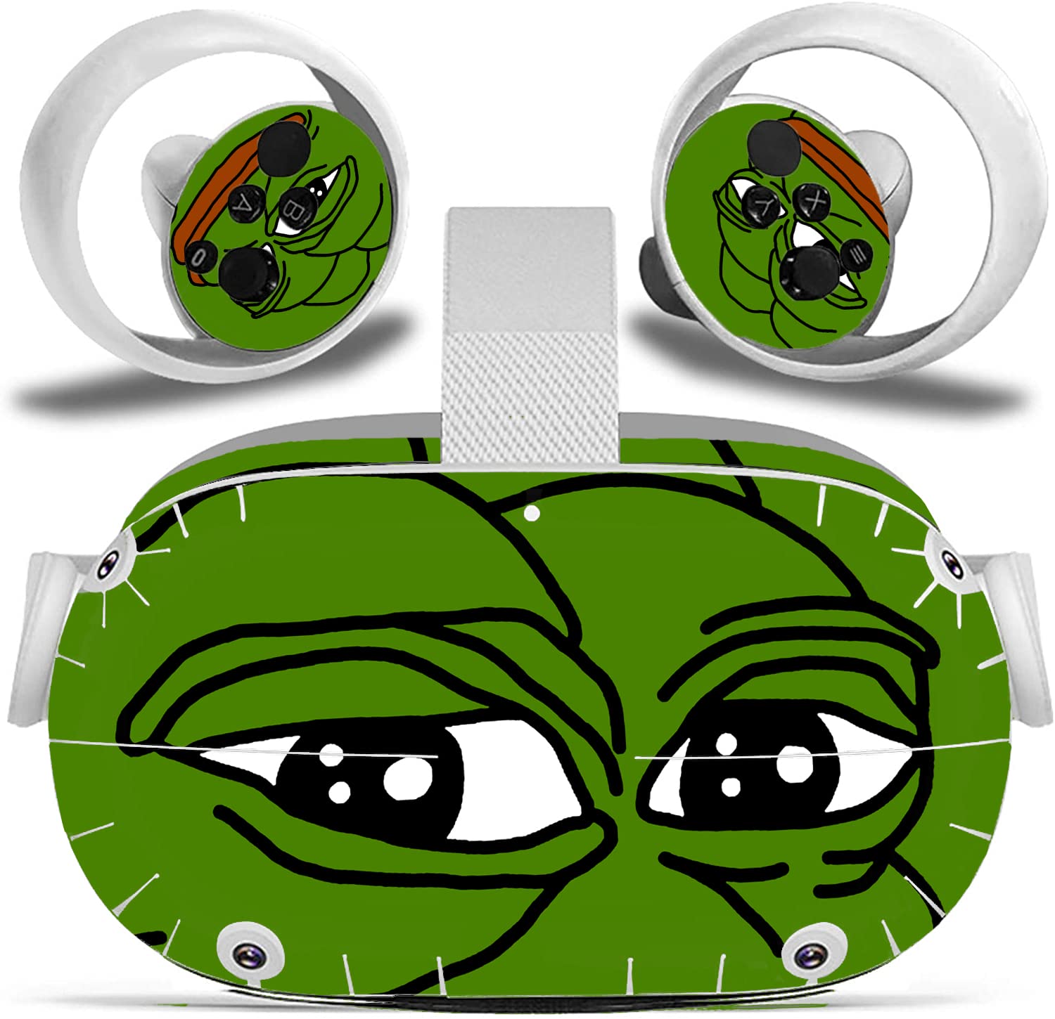 BOZTYRI Cute Frog Oculus Quest 2 VR Headset and Controller Skin, Vinyl Decal Skin for VR Headset and Controller, Virtual Reality Protective Accessories