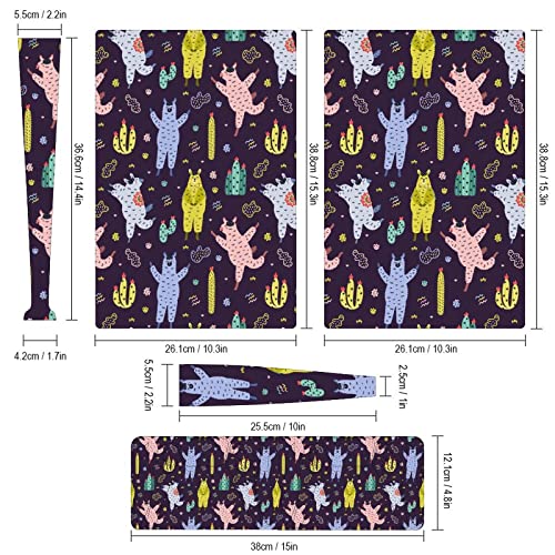 Colorful Pattern with Funny Llamas Full Protective Skin Cover Design Wrap Decal Sticker Compatible with PS5 Digital Edition Console and Controller
