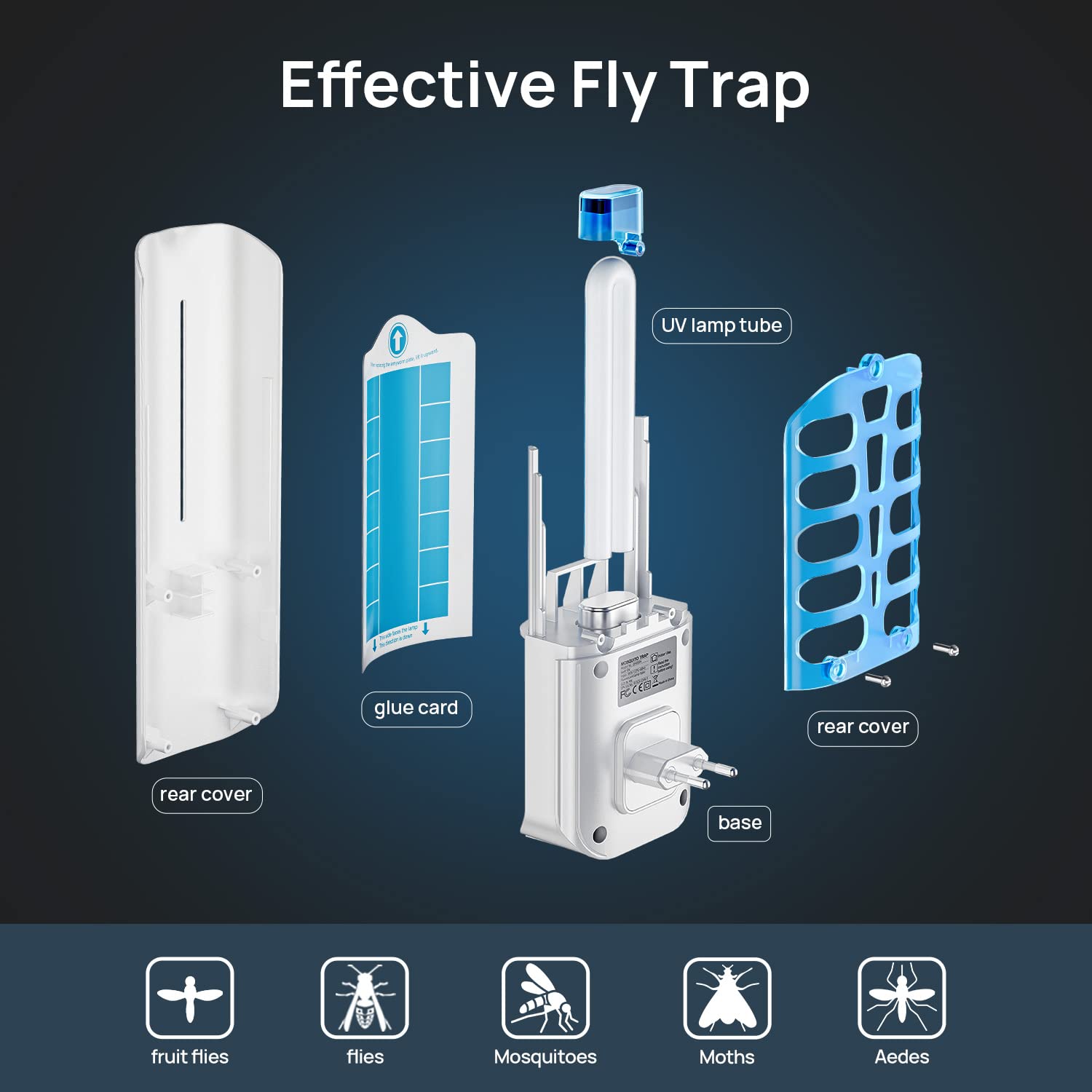 Mosquito Trap, Fly Traps for Indoors, Meilen Bug Zapper Flying Insect Trap Fruit Fly Traps Gnats Killer for Indoor Plants Yards Bedroom House Kitchen