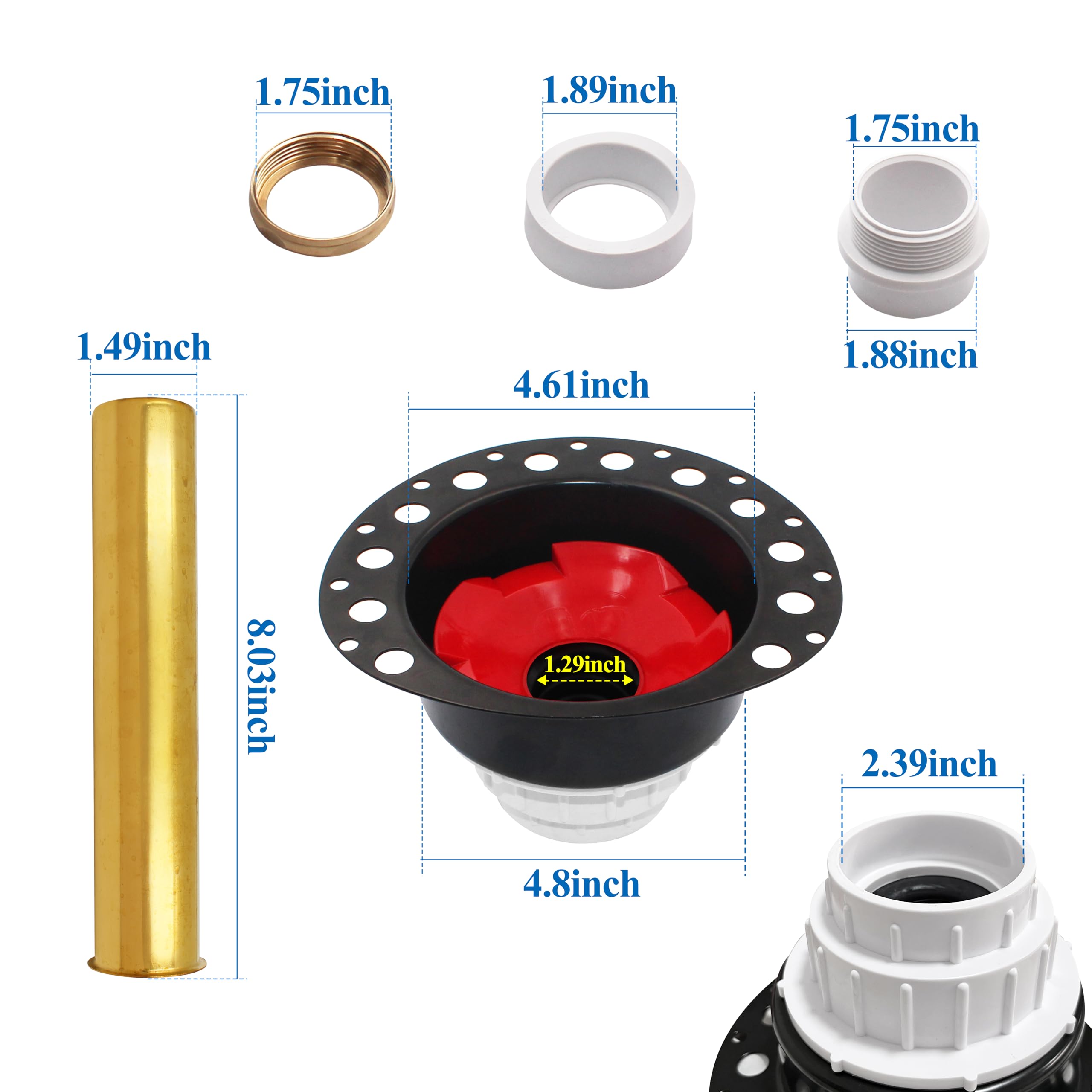 CLAPCS ITD5135 Freestanding Bathtub Rough-in Kit With Brass Tail Pipe and PVC Adapter，Compatible with all freestanding bathtubs and standard bathtubs