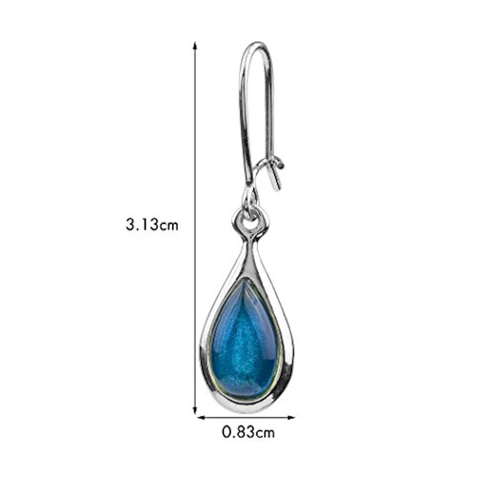 Blue Amber Sterling Silver Teardrop Earrings