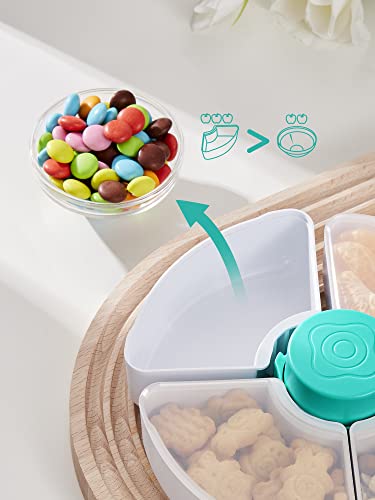 HEETA Baby Food Storage Container, Snack Box for Kids with 4 Removable Compartment and Lids, Reusable Snack Containers, Food Grade PP Material, BPA & PVC Free (Green)