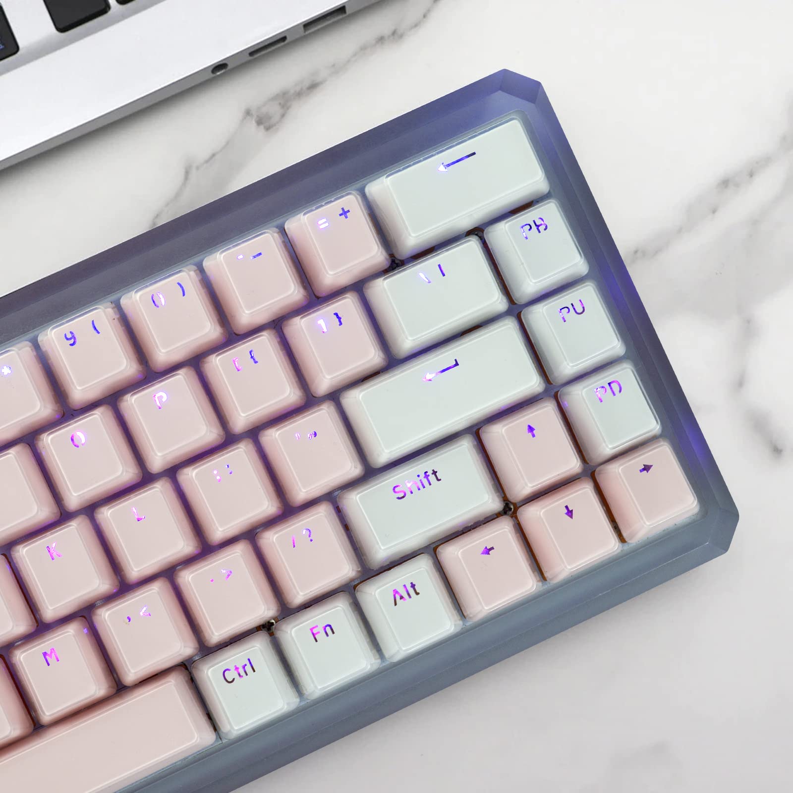 Crystal Keycaps,OEM Keycaps Pink Keycaps with Keycaps Puller for Mechanical Keyboard Compatible with MX-Clone Switches (Pink)