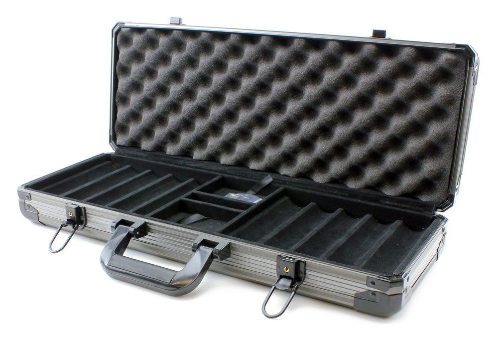 Versa Games 500pc Deluxe Poker Chip Case in Gray Color - Reinforced, Strong, Sturdy Design